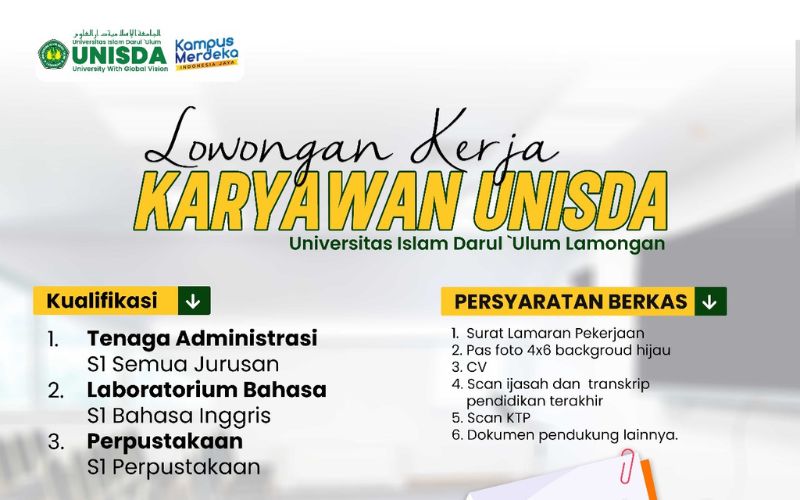 Lowongan Kerja Karyawan UNISDA Lamongan | ejogja ID